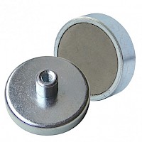 Ceramic Shallow Pot Magnets with Female Thread | Eclipse Magnetics